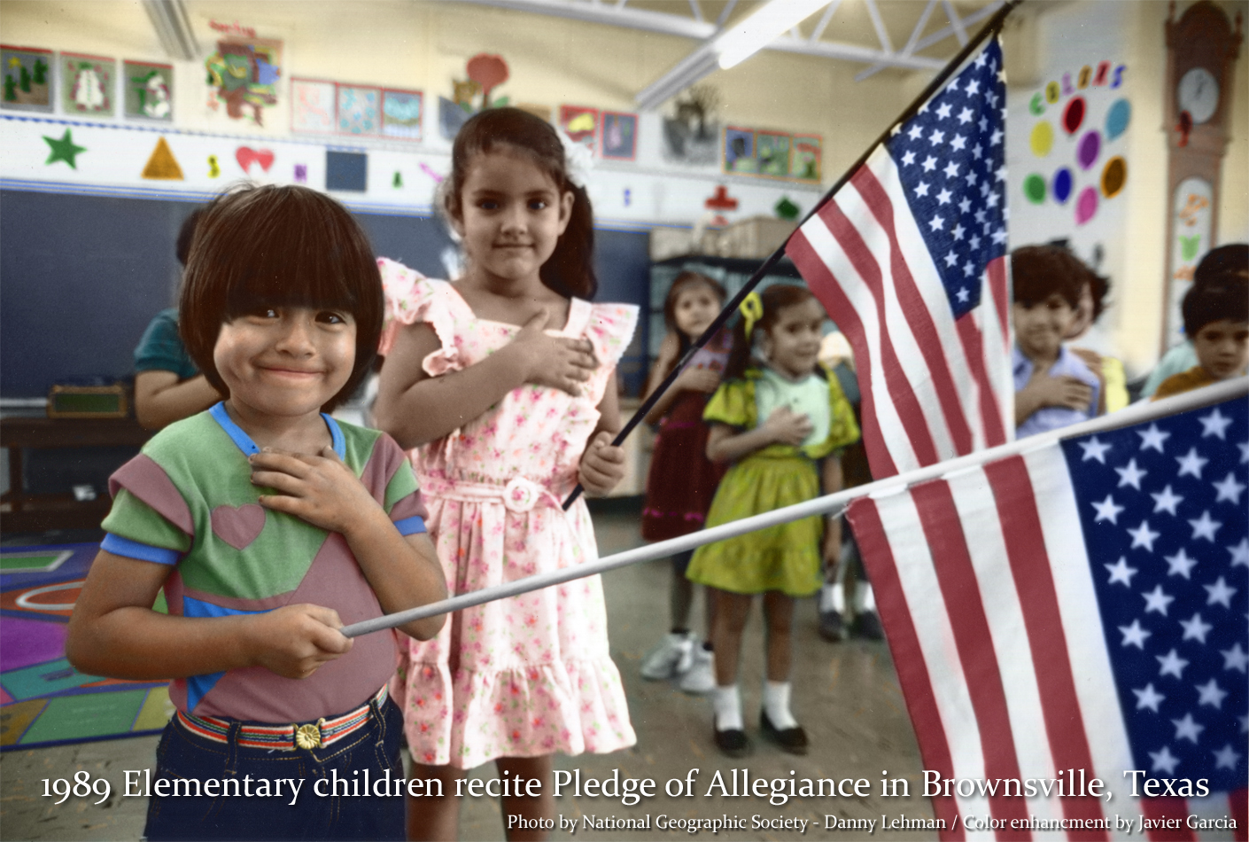 Brownsville Station: 1989 0103 Children Pledge Allegiance to the Flag ...