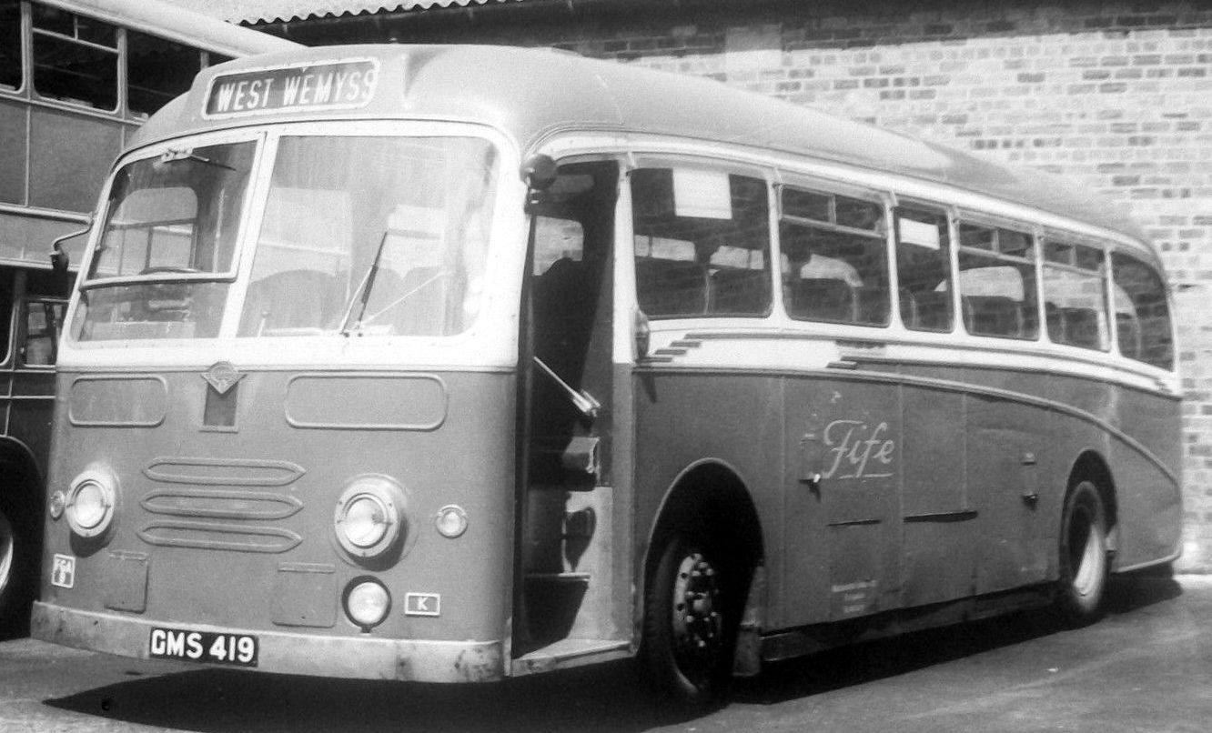 Tour Scotland: Old Photograph Passenger Bus West Wemyss Fife Scotland