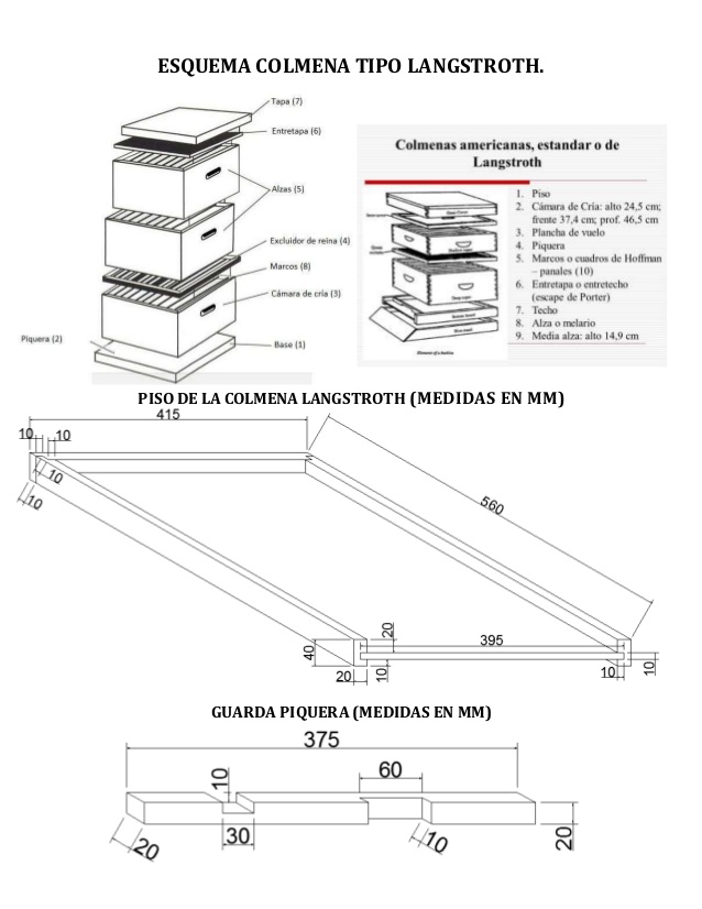CORONA APICULTORES: MEDIDAS DE UNA COLMENA LANGSTROTH ESTANDAR