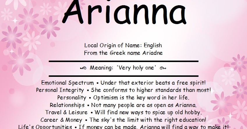 Arianna Name Meaning And Analysis ~ First Name Creations
