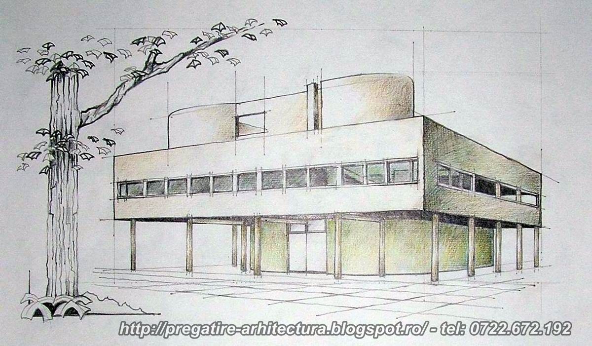 Pregatire pentru Facultatea de Arhitectura: Desene cu Vila Savoye ...