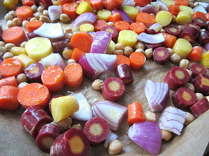 Roasted Heirloom Carrots w/ Chickpeas & Spices