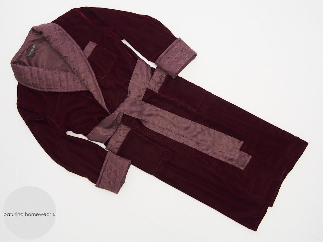 Dark Red Burgundy Velvet Men's Dressing Gowns