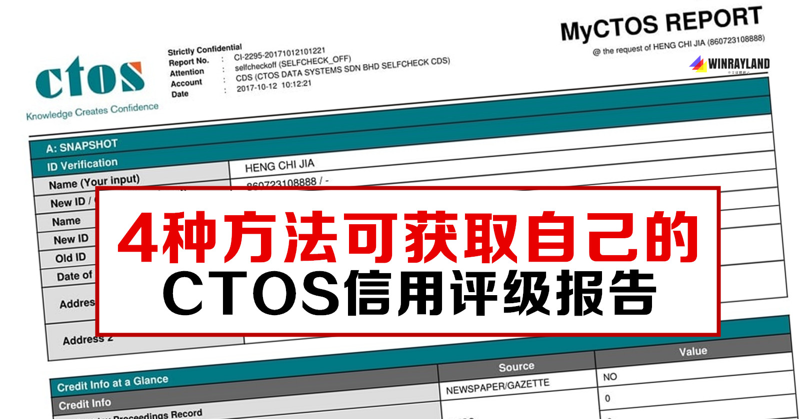 4种方法可获取自己的CTOS信用评级报告