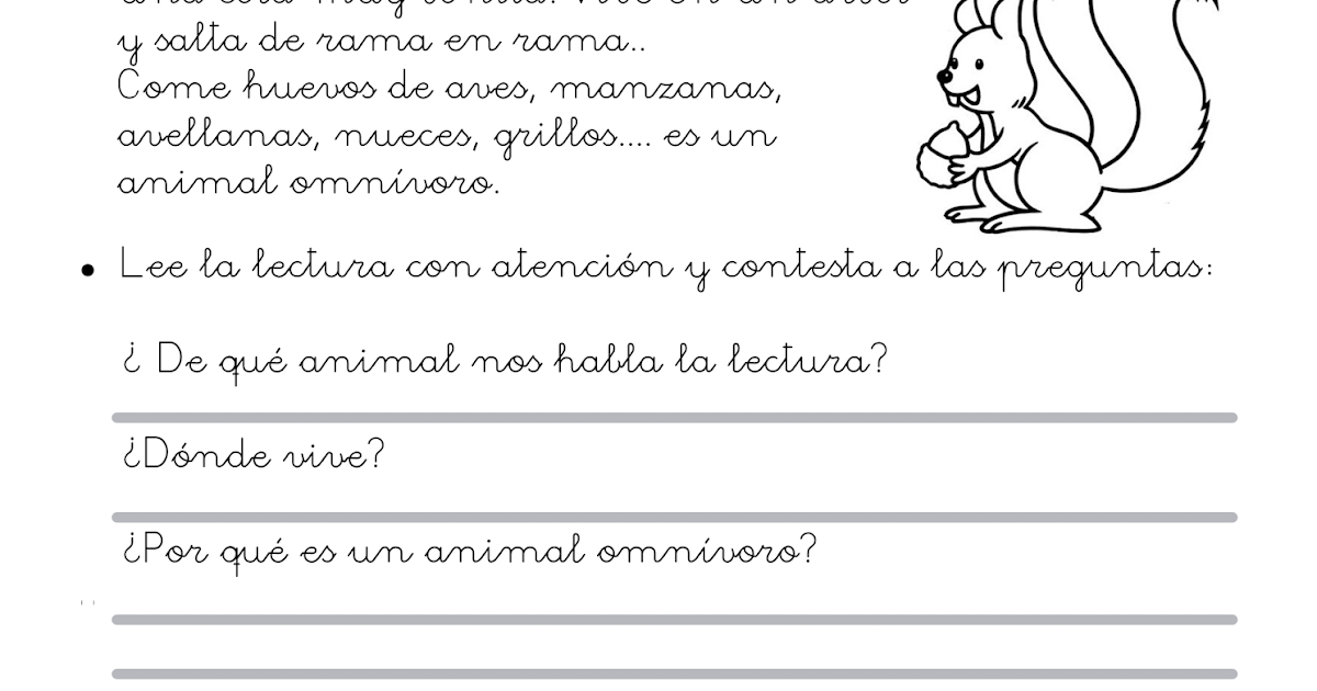 ¿Qué puedo hacer hoy?: Comprensión lectora: La ardilla