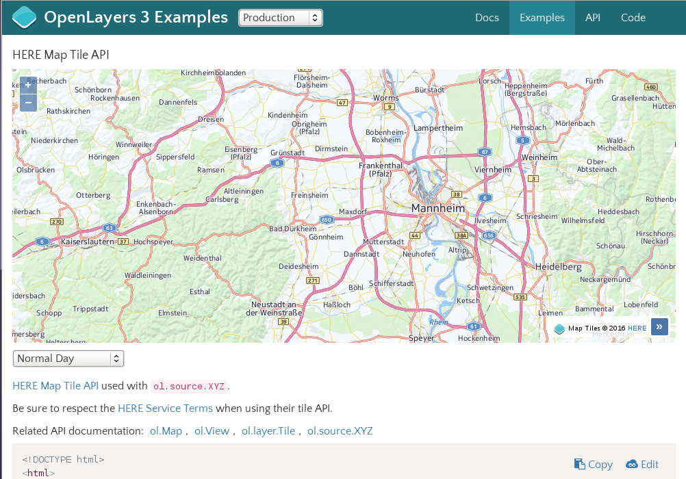 Debianでka-Mapのメモ プラスOpenLayers とGeoExt: 2 - ol3.18ex 158b - HERE Map Tile API 2