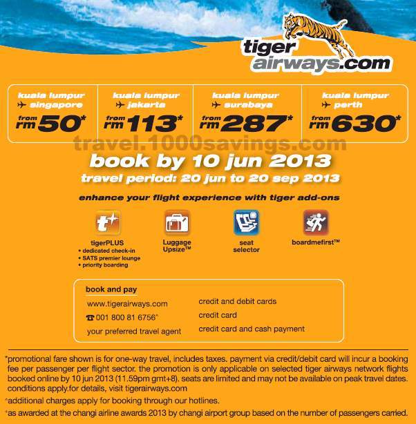 Tiger Airways: Fly to Perth, Singapore, Jakarta or Surabaya from RM50 ...