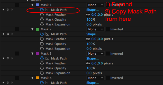 human user: How to copy a Mask Path into a Shape Path in After Effects