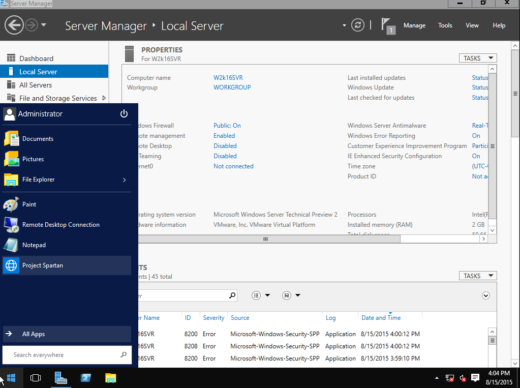 First Impression of Windows Server 2016 Technical Preview 2 | TechCrumble
