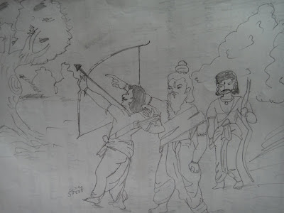 My Paintings: Dronacharya Teaching Arjuna