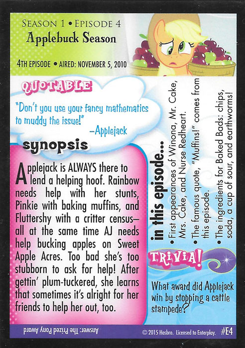 My Little Pony Applebuck Season Series 3 Trading Card | MLP Merch
