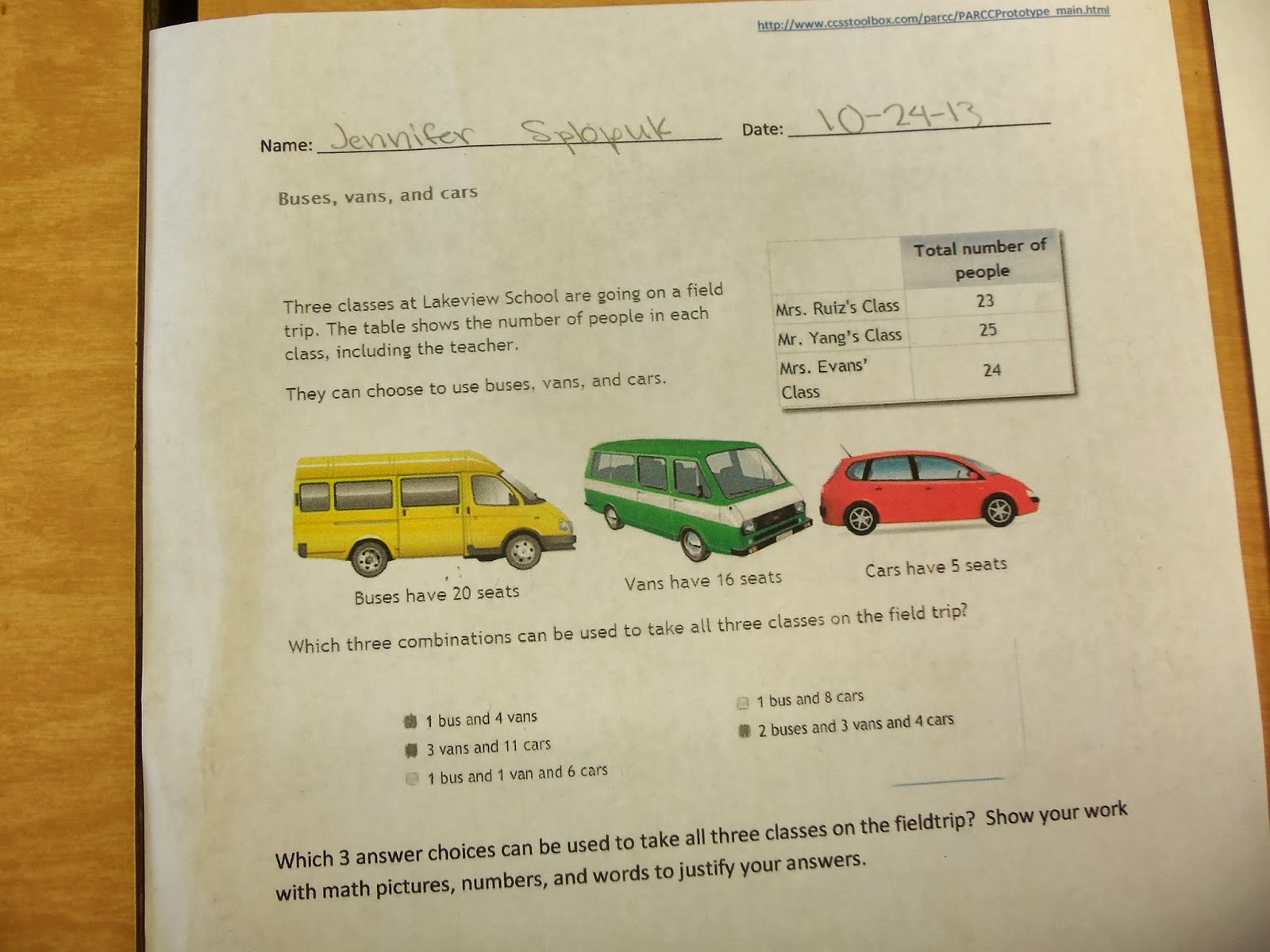 Mom and Me Math Activities: 4.NBT.5 Buses, Vans, and Cars Problem Solving