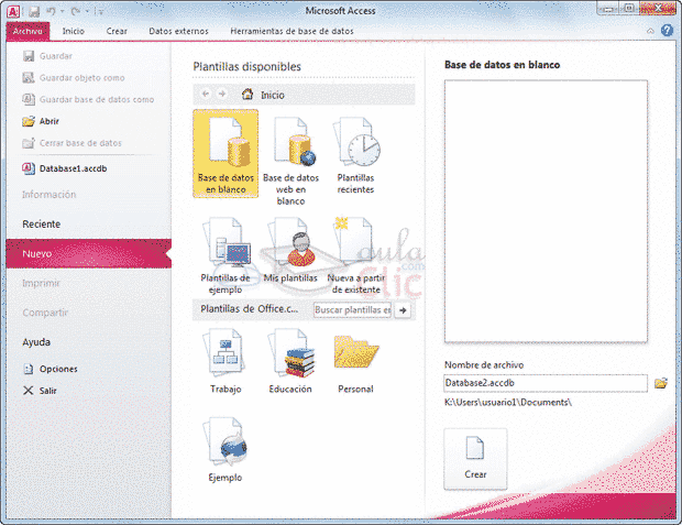 Partes de la Ventana de Microsoft Access - computacion