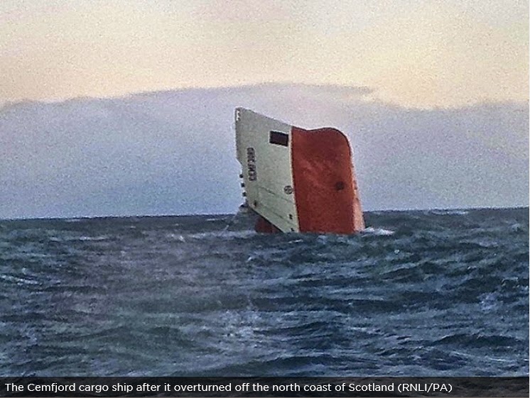 Freaque Waves: Cargo ship Cemfjord in Pentland Firth