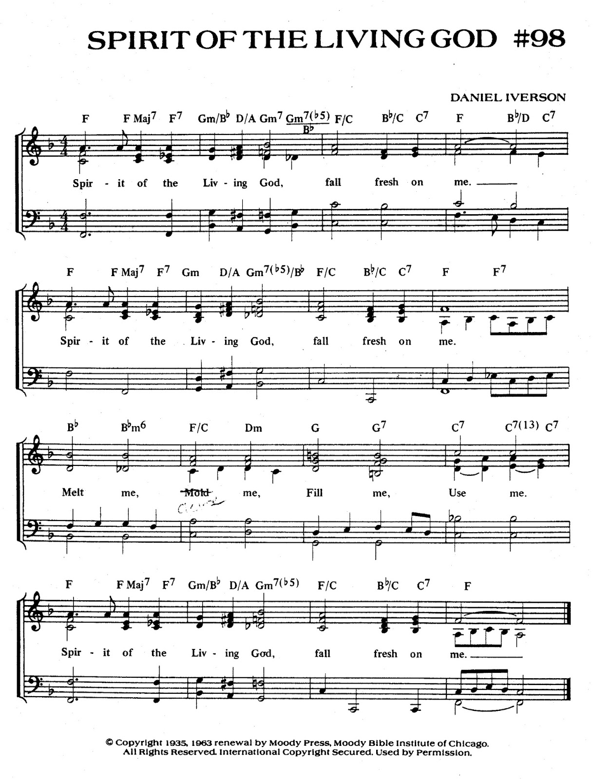 Worship Lead Sheets: Spirit of the Living God - Daniel Iverson