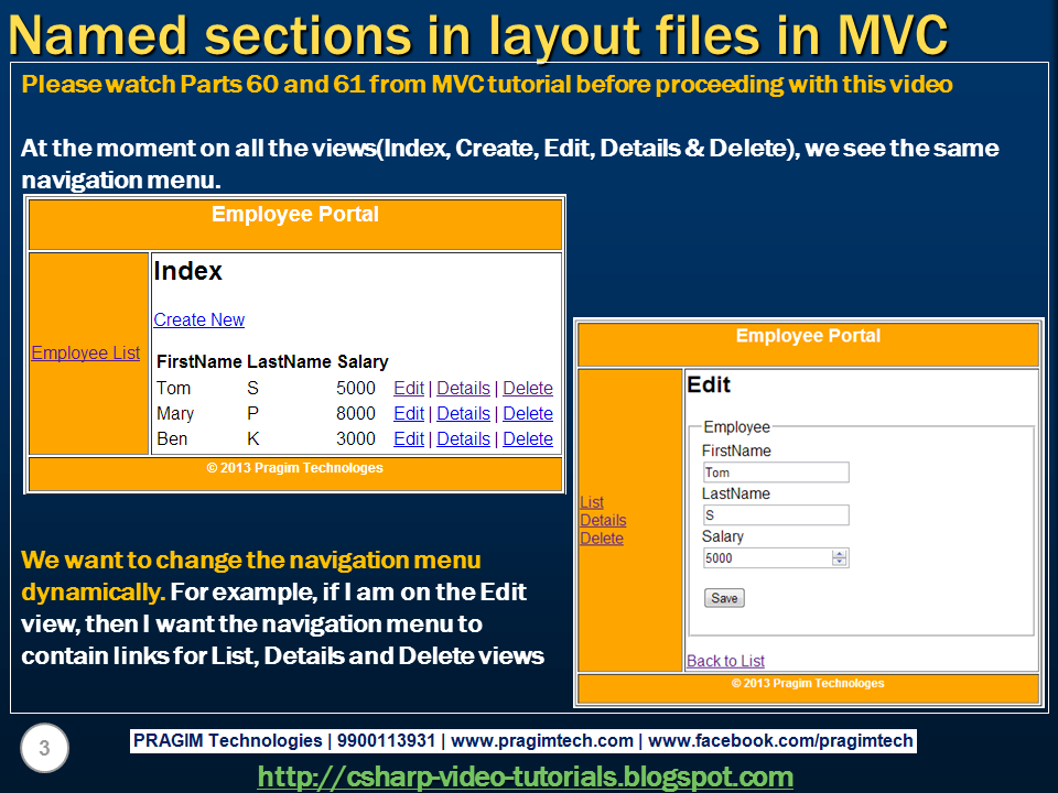 Sql server, .net and c# video tutorial: Part 61 - Named sections in layout files