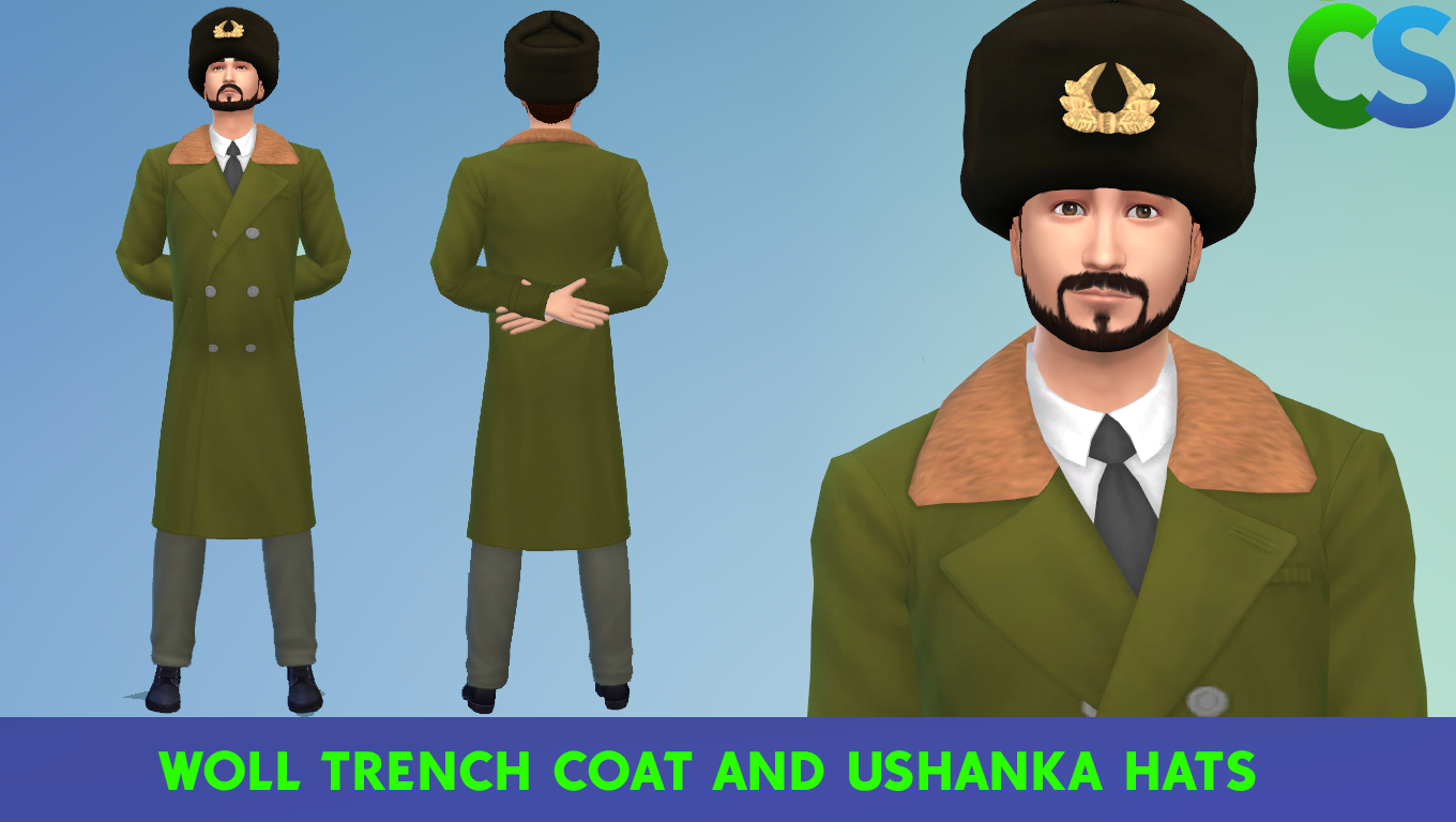 Wool Trench Coat And Ushanka Hats ~ Cepzid Sims