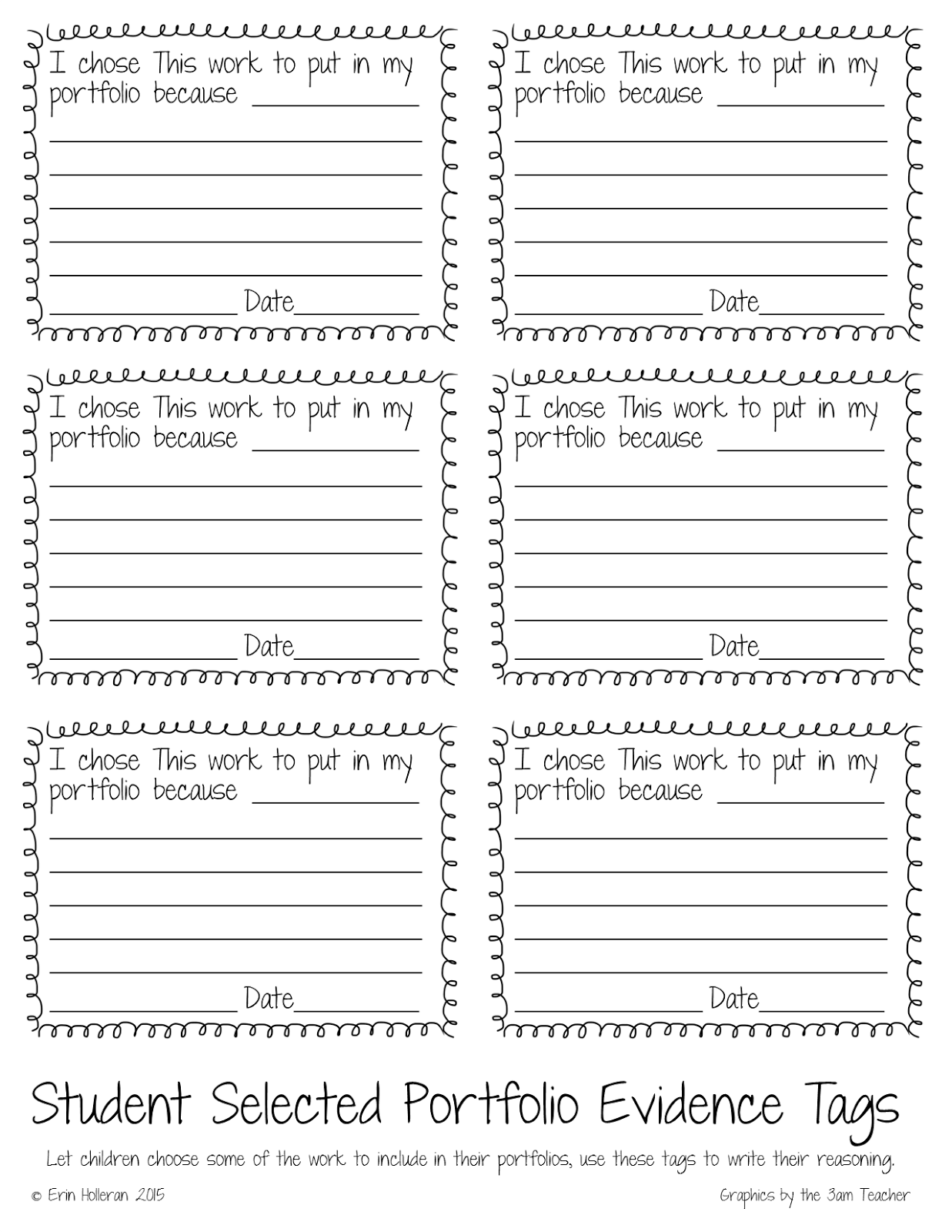 Friday Freebie – Portfolio tags for student selected work