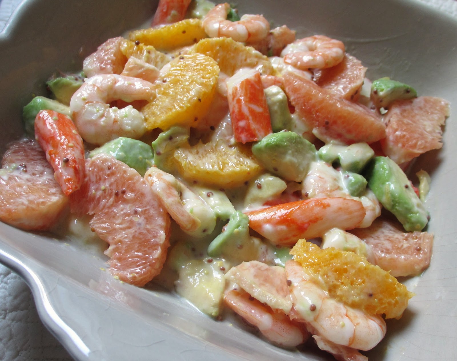 COOKING JULIA : SALADE FRAICHEUR AUX AGRUMES, AVOCAT ET CREVETTES
