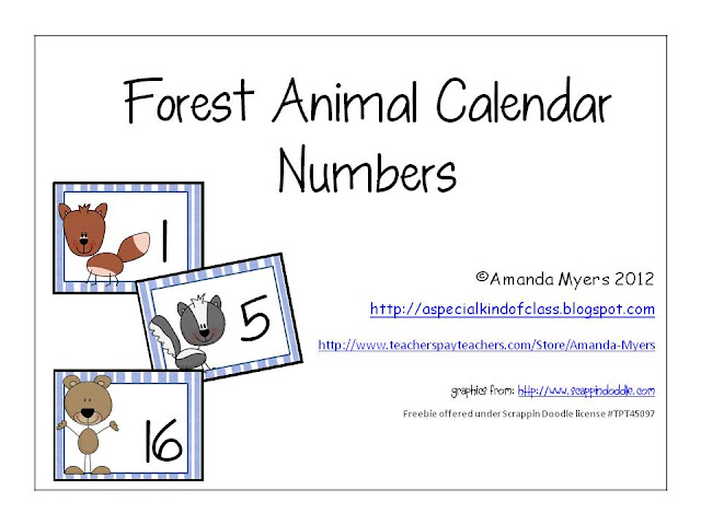 A special kind of class: Forest Animal Calendar Numbers