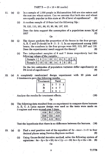 MA2266 Statistics and Numerical Methods April May 2015 Question Paper ...