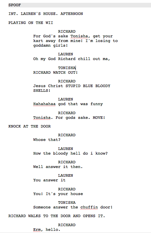 TRL Productions: Script for Spoof