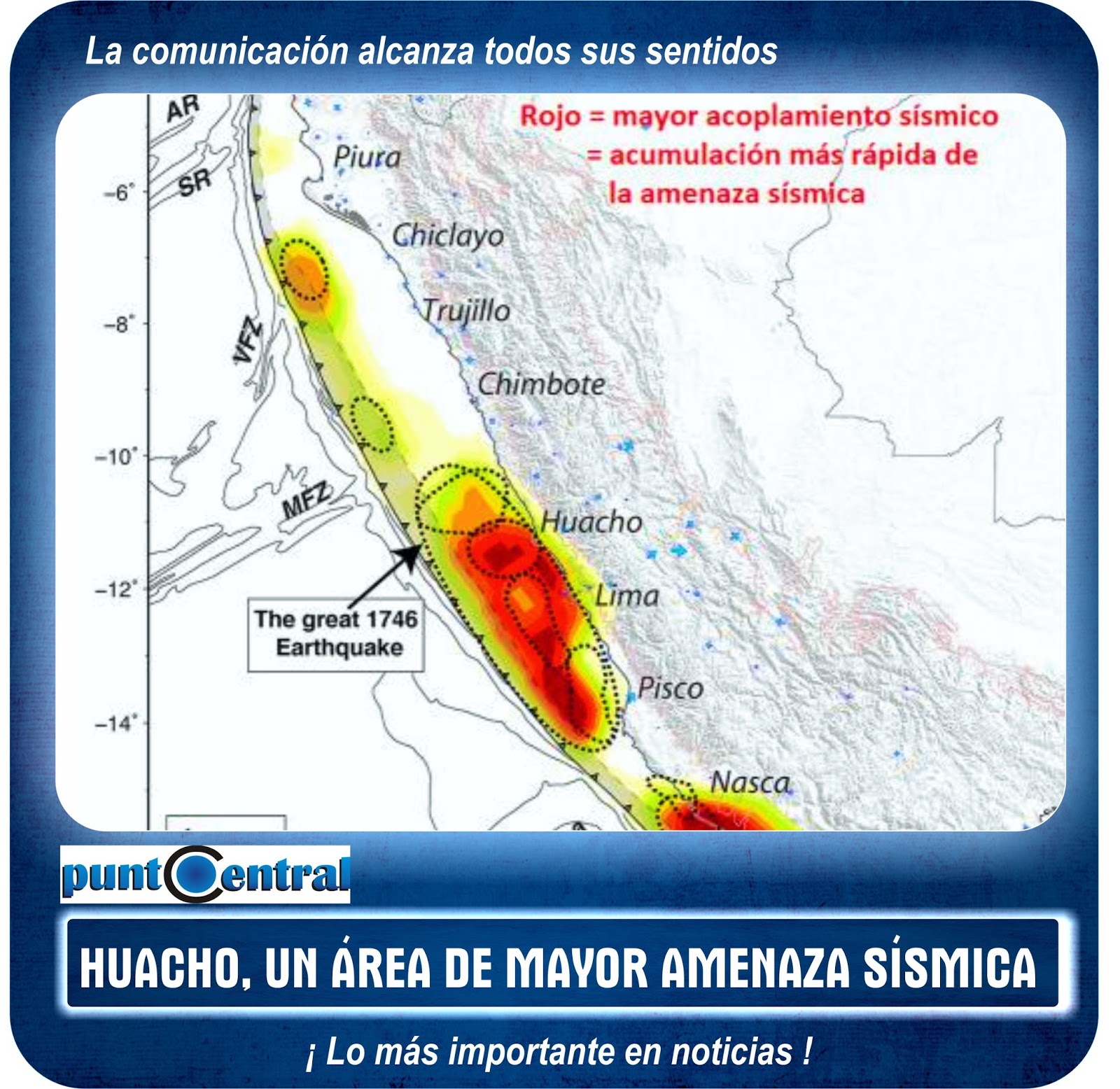 Punto Central - Noticias: HUACHO, UN ÁREA DE MAYOR AMENAZA SÍSMICA