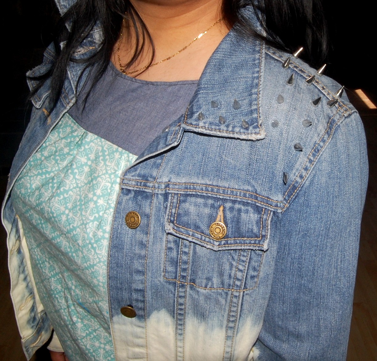 Kerencia: DIY studded ombre bleached denim jacket.