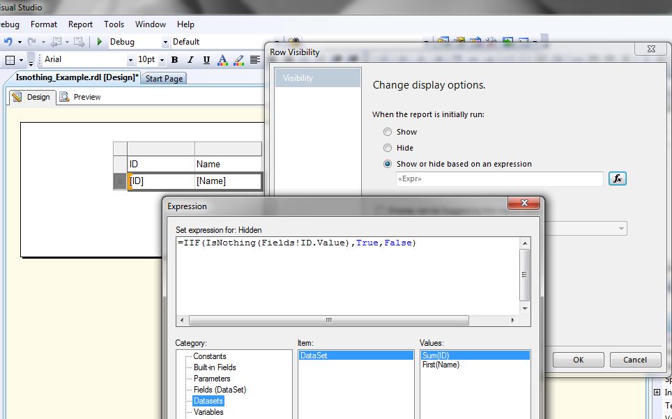 All about SQLServer: SSRS - IsNothing - Decision Function