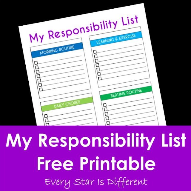 Teaching Children About Responsibility with Free Printable - Every Star ...