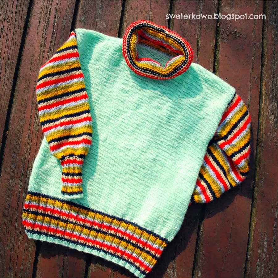 Na drutach i szydełku: Kolorowy sweterek dla Jagusi