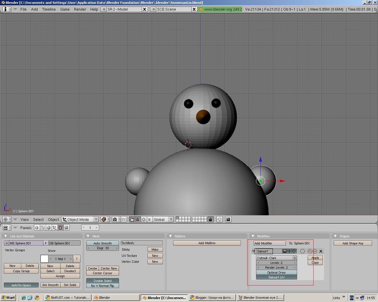 Уроци на фотошоп, GIMP, MS Office, Scratch, HTML&CSS: Snowman in blender tutorial / Снежен човек ...