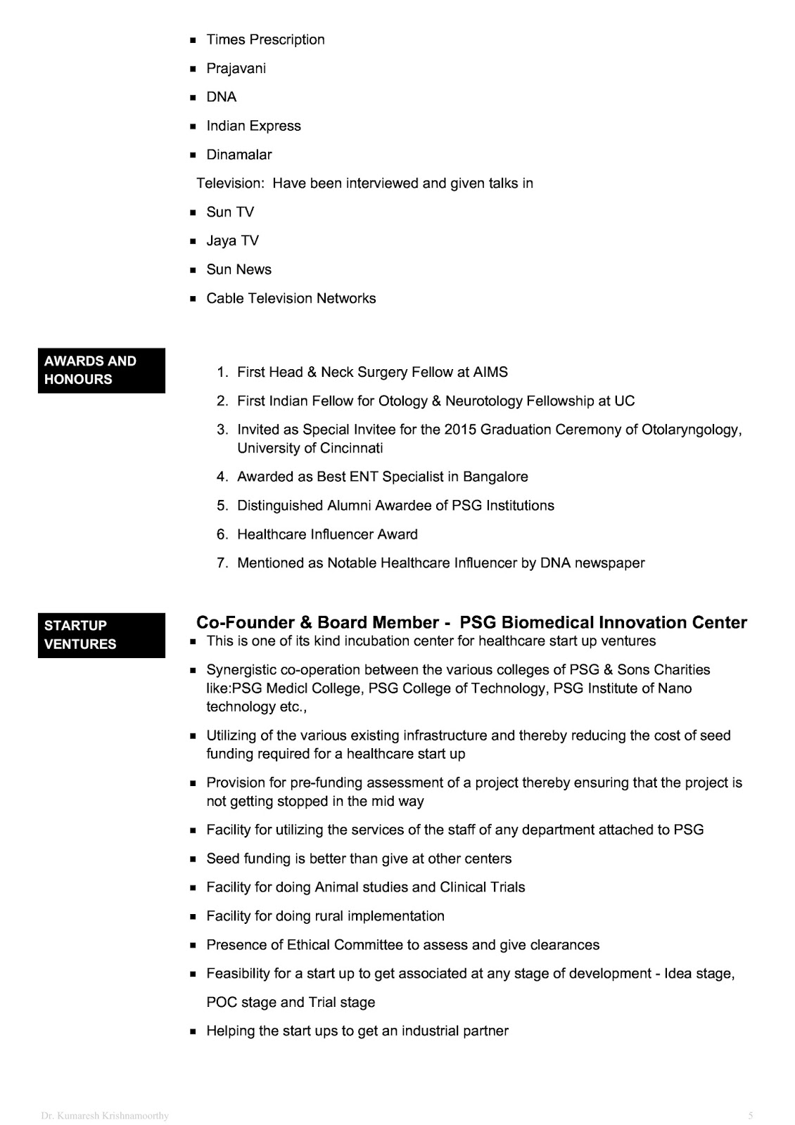 Dr Kumaresh ENT Clinic: CV of Dr Kumaresh - Senior Consultant Dr ...