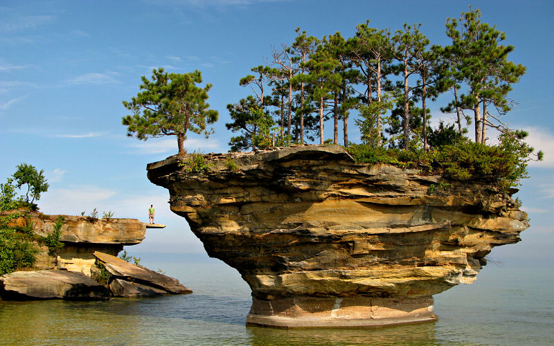 world places: Turnip Rock Port Austin Michigan
