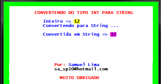 Samuel Lima - Programador C/C++/Java: Convertendo do tipo Integer para ...