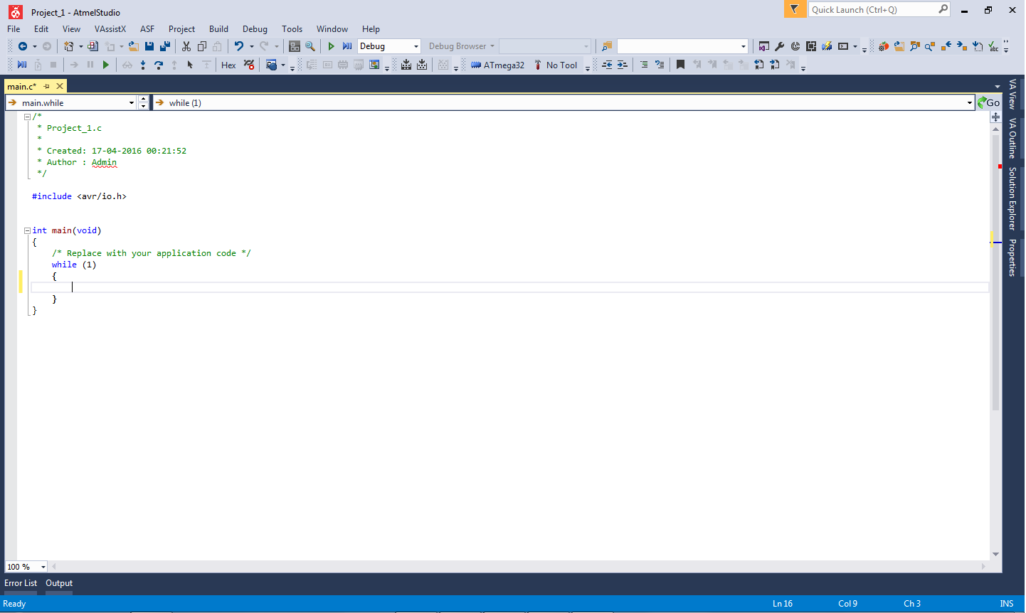 Open Electronics Project: How to create new project in AVR Studio