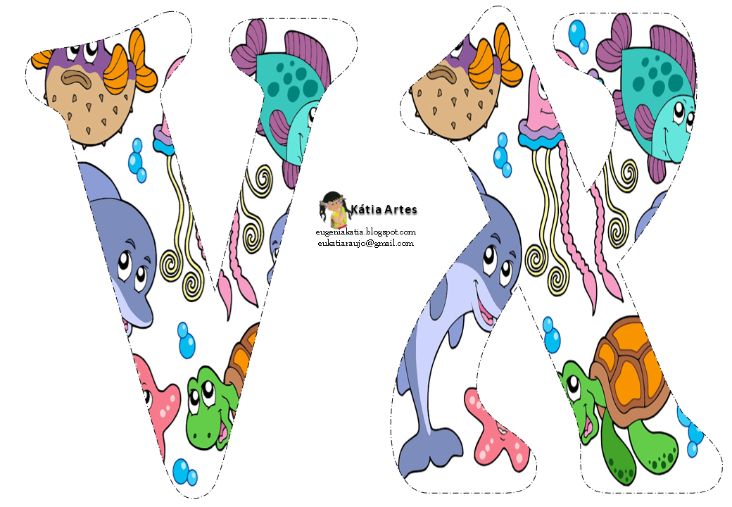 Alfabeto relleno con animales marinos. - Oh my Alfabetos!