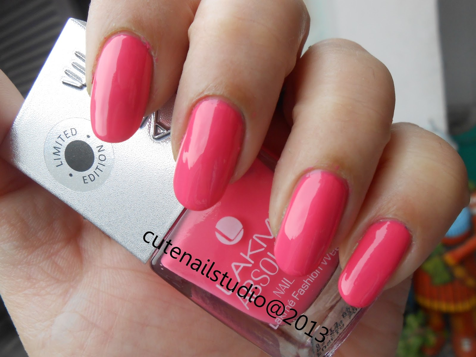 Cute nails: Neon nails 4: Lakme Absolute nail Tint in Fushia Sorbet