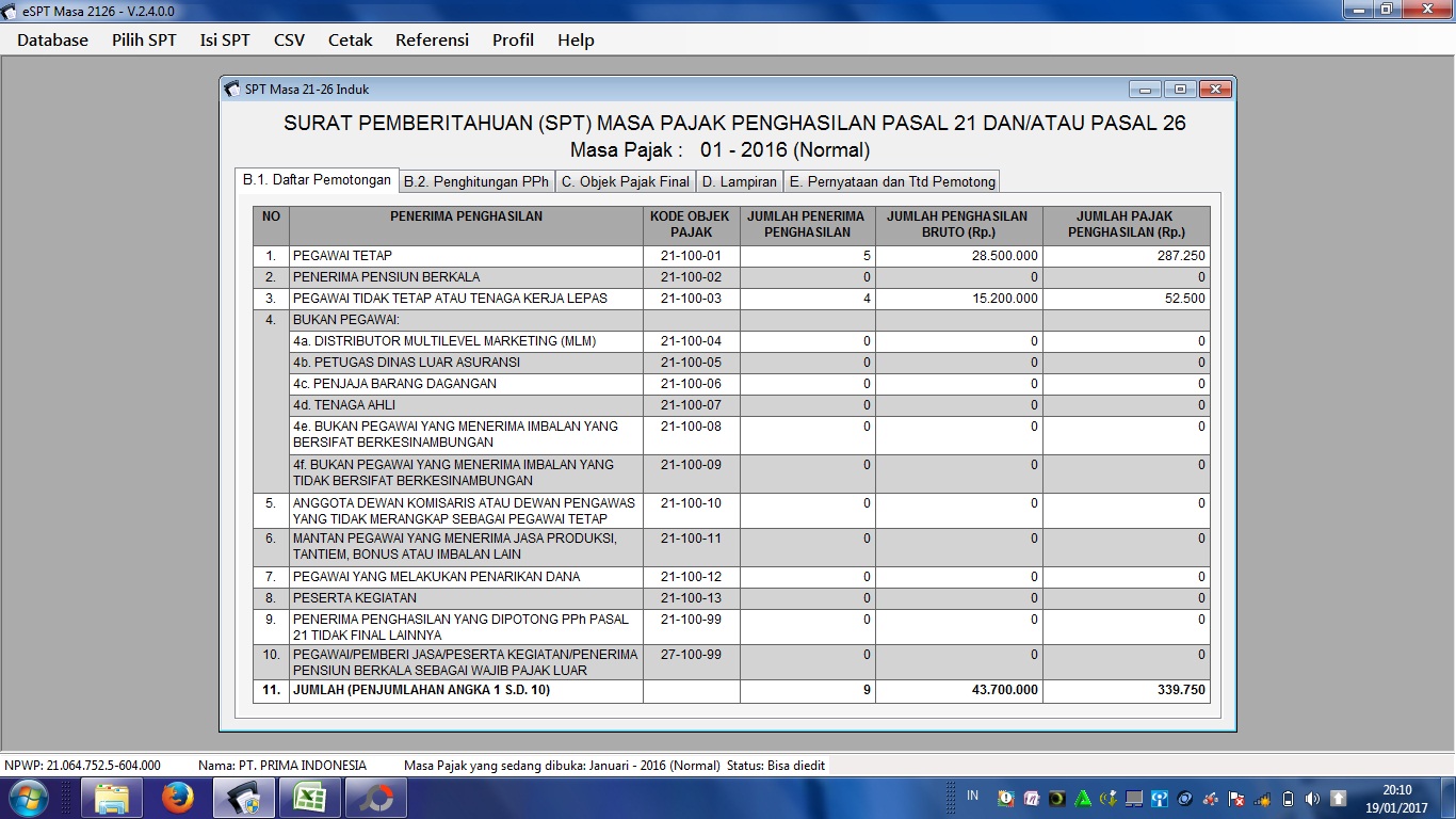 Mengerjakan PPh Pasal 21 di E-SPT, membuat SSP dan melaporkan data ke KPP