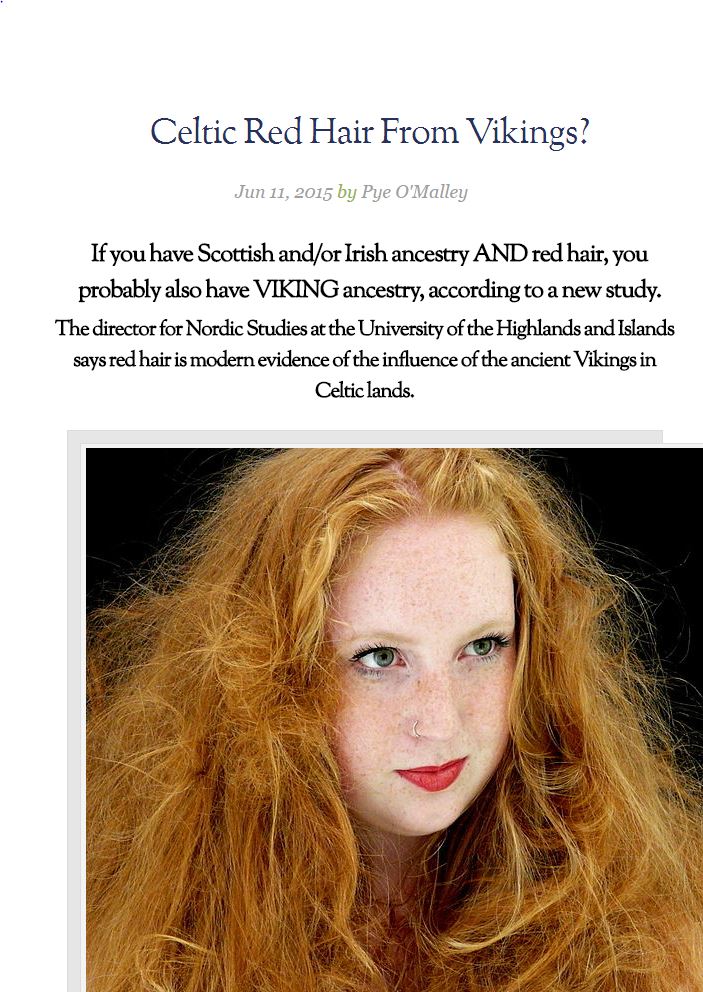 Welcome to Ranae's Norwegian Family Heritage: Celtic Red Hair From Vikings?
