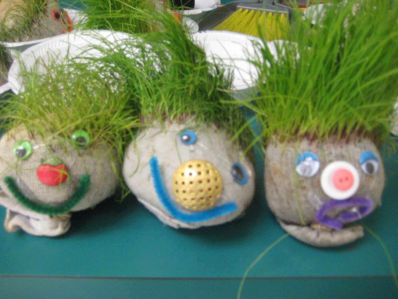 Kindergarten Smiles: Grass Heads and More...