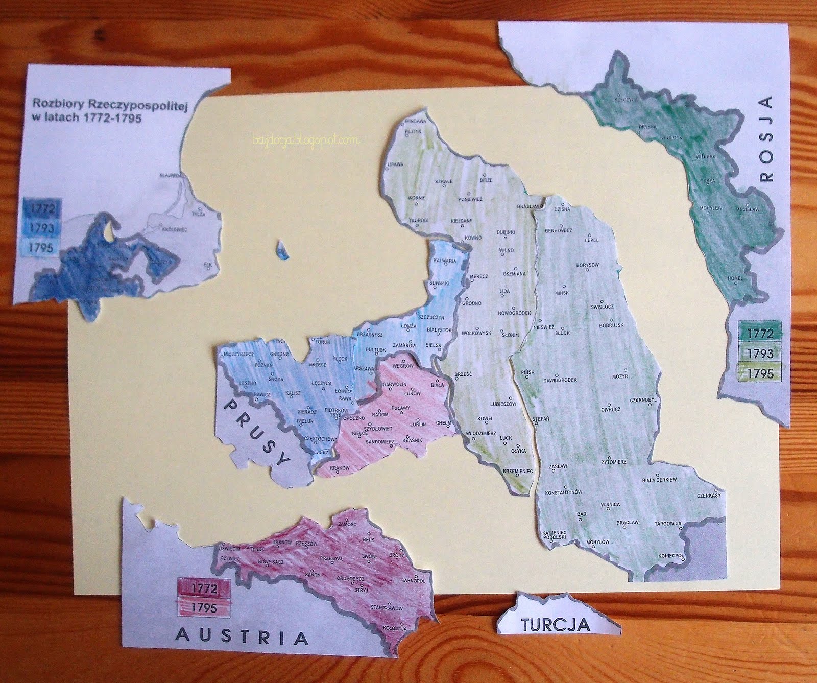 Bajdocja: Rozbiory Polski - mapa-puzzle