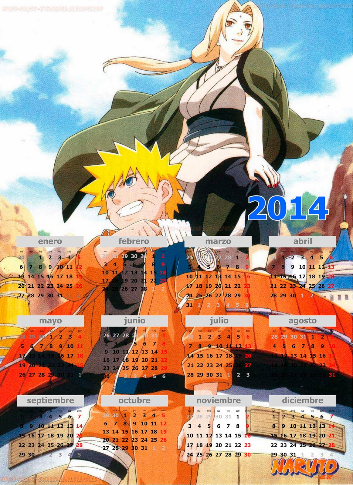 Animé imágenes by Akatsuki Karasu: 14 calendarios de Naruto 2014