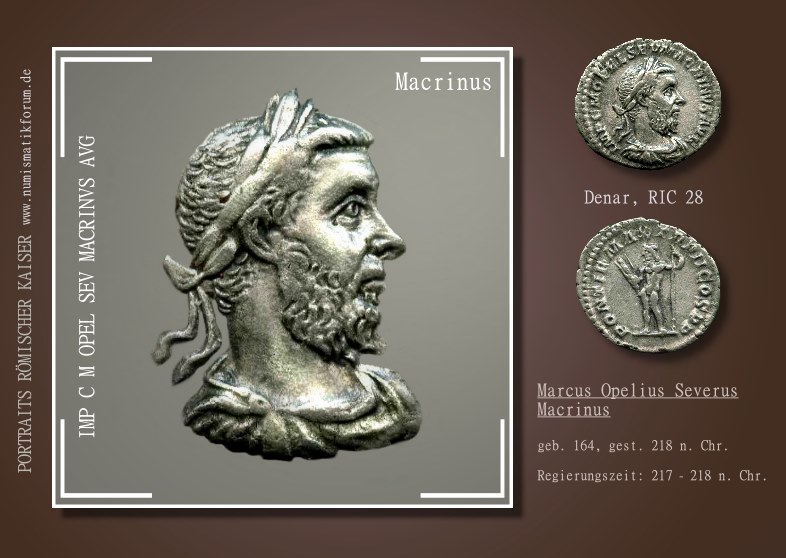 römische Kaiserportraits auf Münzen: Macrinus