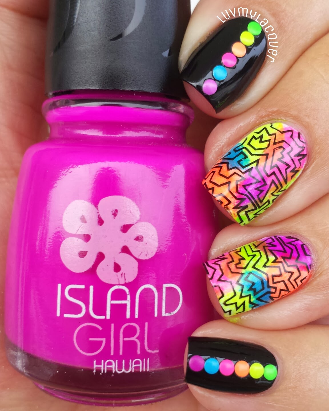LuvMyLacquer: Studded Neon Graffiti Nails