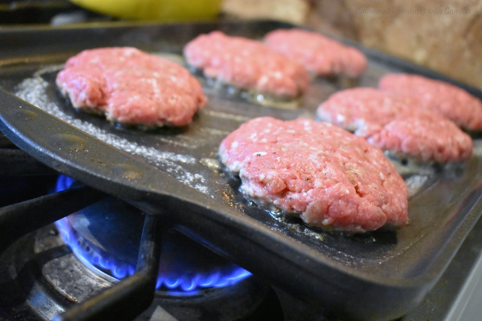 Mimolette Burgers with Malbec Onions #KitchenMatrixCookingProject