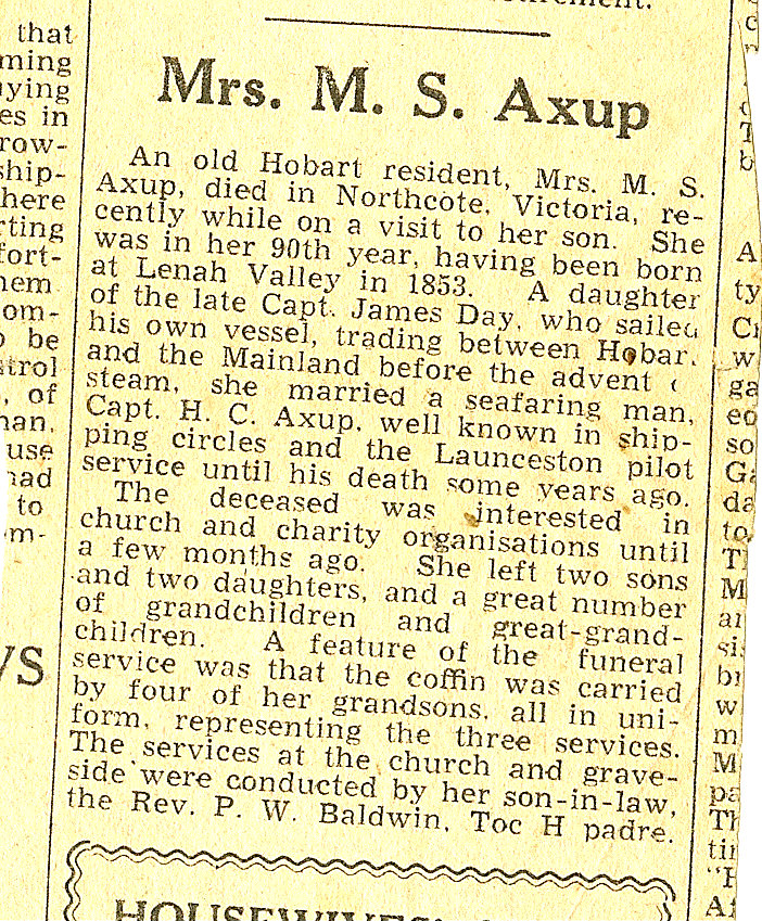 Thomas J. Nevin | Tasmanian Photographer: Mary Sophia Day (m. Axup ...