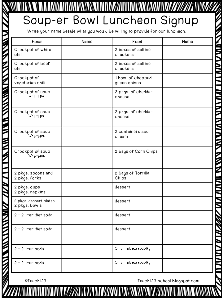 Super Bowl luncheon | Teach123