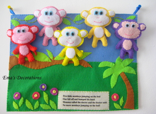 Ema Decorations: Five Little Monkeys Felt Board