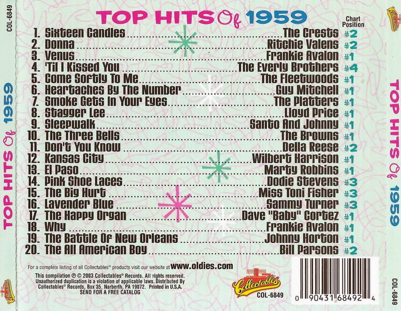 ENTRE MUSICA: TOP HITS OF THE FIFTIES - 1959 Varios artistas